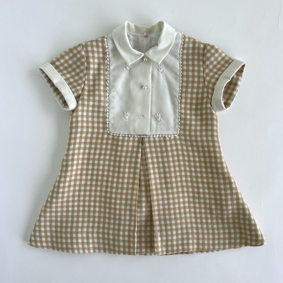 Vintage | Dresses | Vintage Plaid Girls Dress With Bib Style Bodice And ...